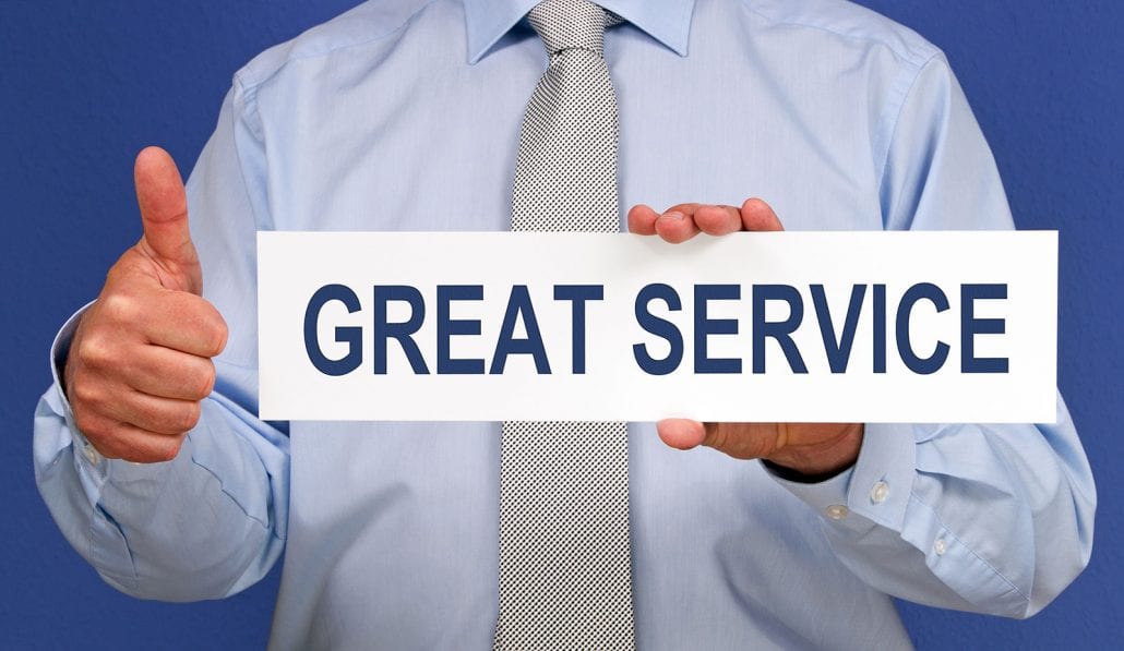 What are the four components of great service in a private practice?